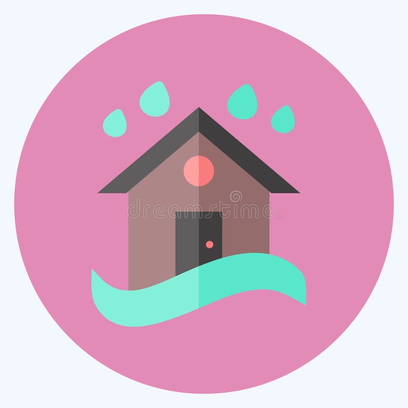 Icon Heavy Rain and Flood. Suitable for Disasters Symbol. Flat Style ...