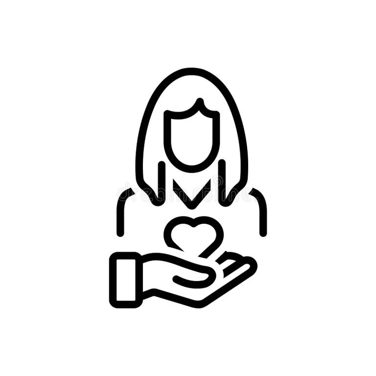 Black Line Icon for Her, Girl and Woman Stock Vector - Illustration of ...