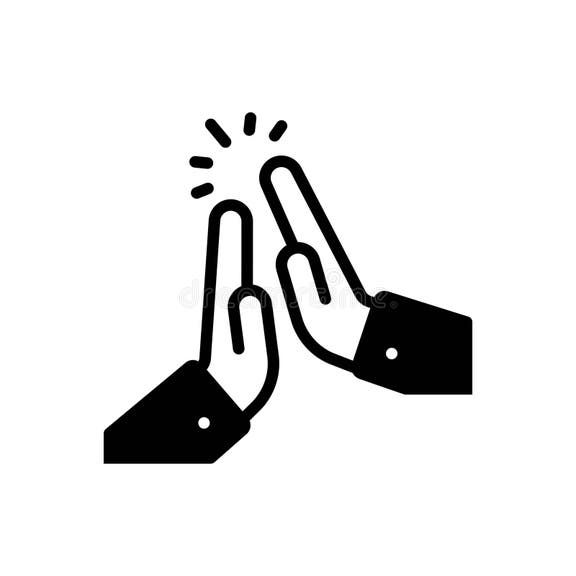 Black Solid Icon for High Five, Hand Slap and Meet Stock Illustration ...