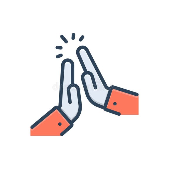 Color Illustration Icon for High Five, Hand Slap and Clap Stock ...