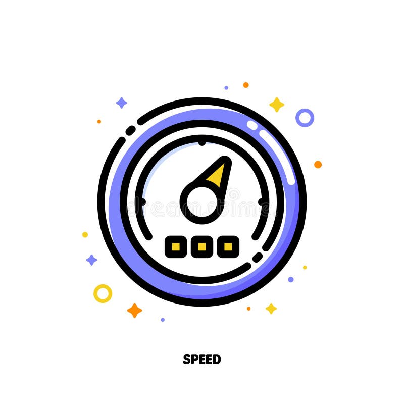 Icon of High Speed Performance with Speedometer for Time Management or ...