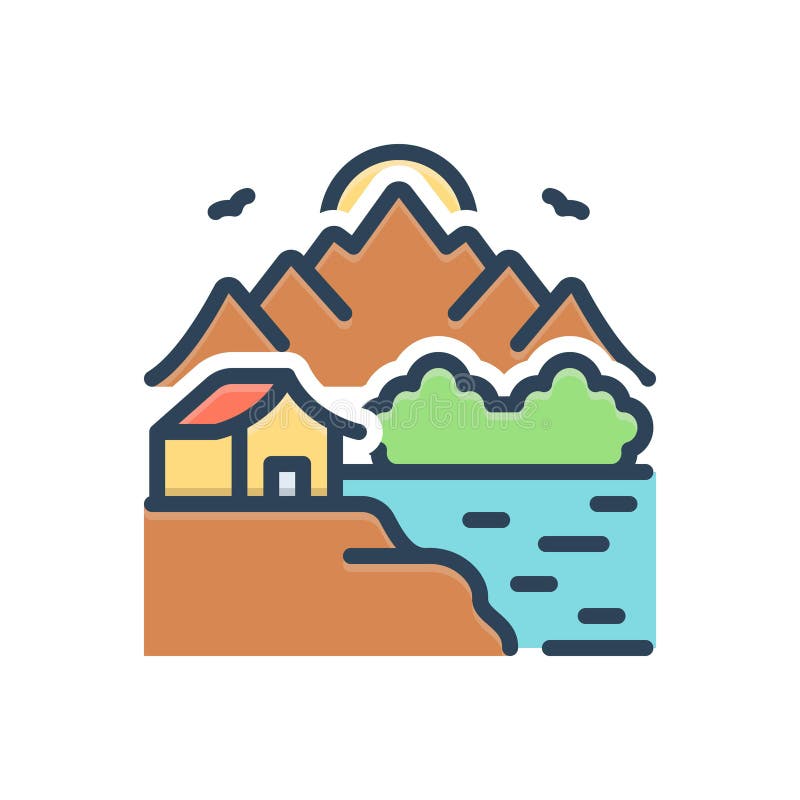 Color Illustration Icon for Highland, Alpine and House Stock Vector ...
