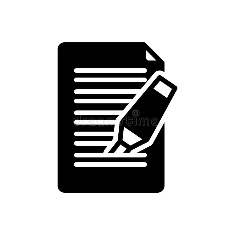 Black Solid Icon for Highlights, Pen and Page Stock Vector ...