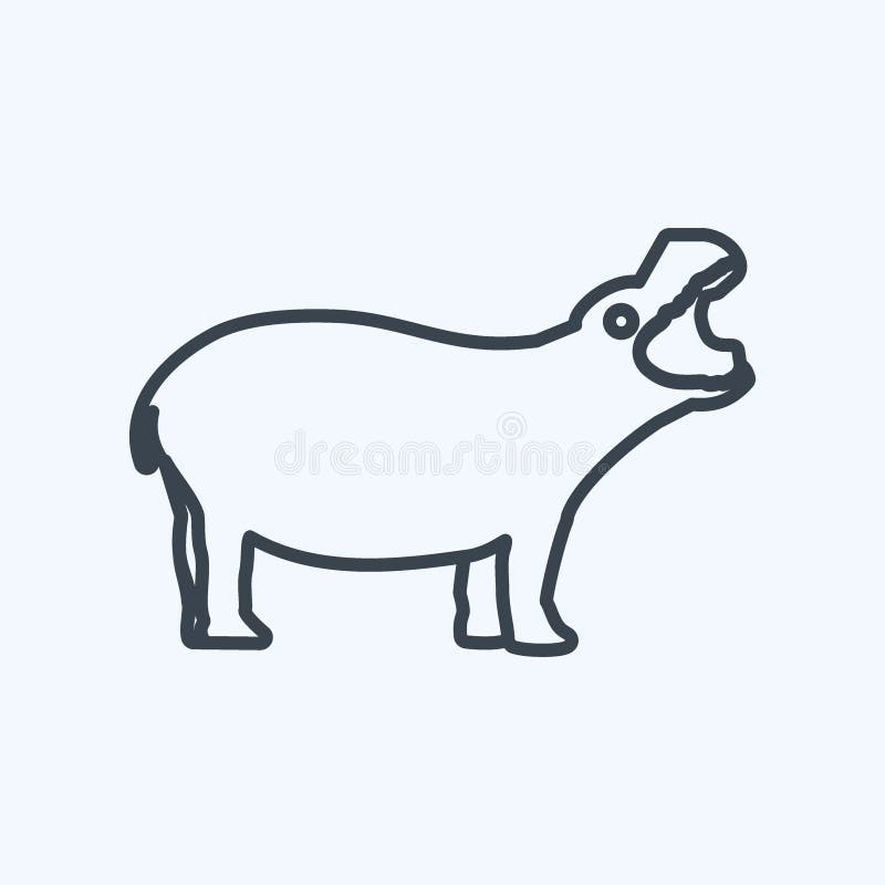 Icon Hippo. Suitable for Animal Symbol. Line Style. Simple Design ...