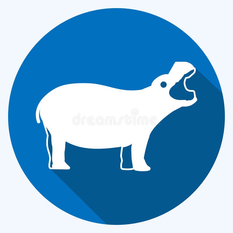 Icon Hippo. Suitable for Animal Symbol. Long Shadow Style. Simple ...