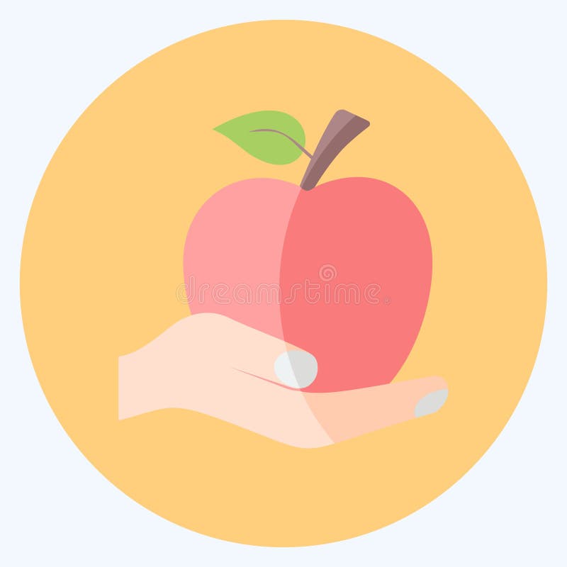 Icon Holding Apple. Suitable for Hand Actions Symbol. Flat Style ...