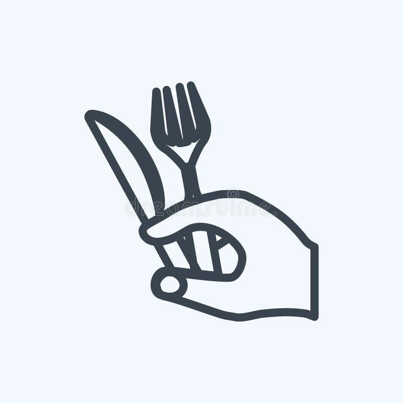 Icon Holding Fork and Knife. Suitable for Hand Actions Symbol. Line ...