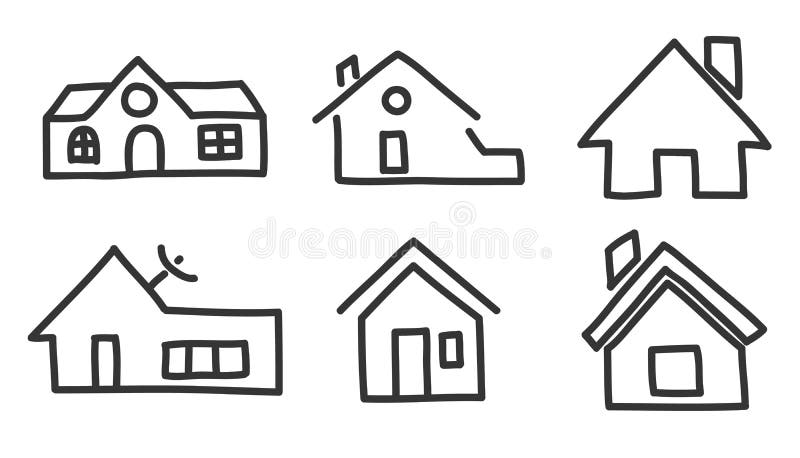 Icon Home Hand Drawn Set Art Illustration Stock Illustration ...