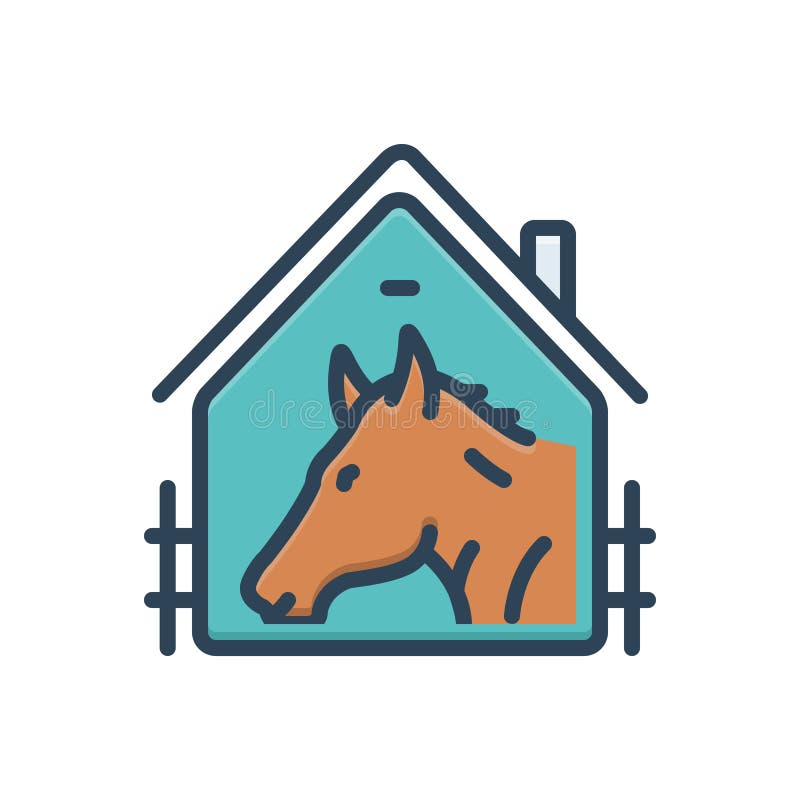 Color Illustration Icon for Horse in Stable, Racing and Farmyard Stock ...