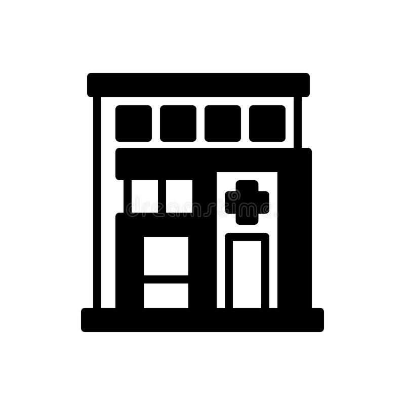 Black Solid Icon for Hospital, Asylum and Nursing Stock Vector ...