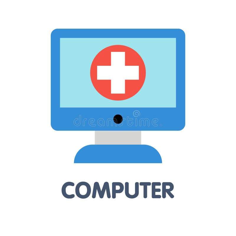 Hospital Computer Healthcare Data Isometric People Cartoon Stock Vector ...