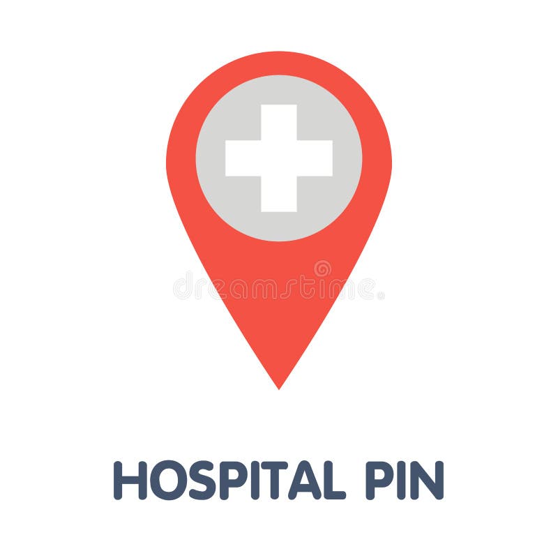 Icon Hospital Pin Flat Style Icon Design Illustration on White ...