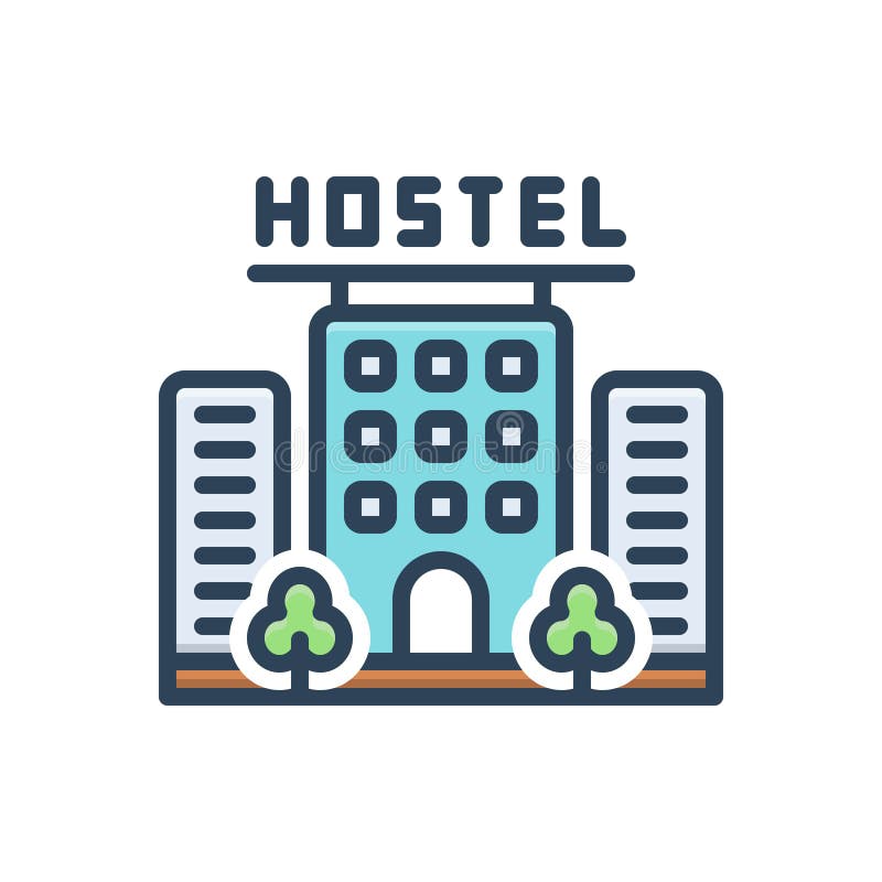 Color Illustration Icon for Hostel, Dorm and Dormitory Stock Vector ...