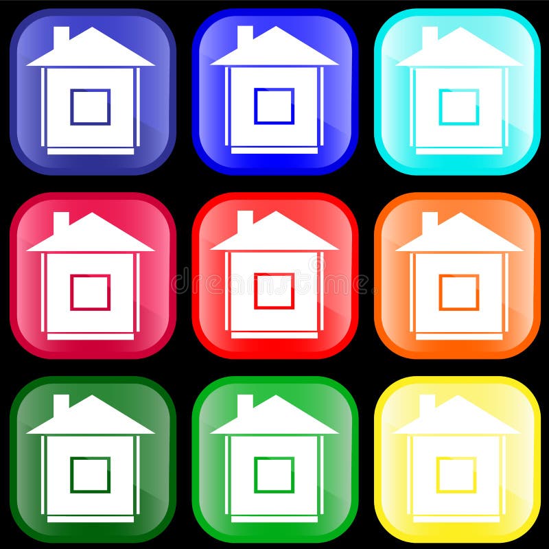 Icon of house on buttons stock vector. Illustration of buttons - 5051450