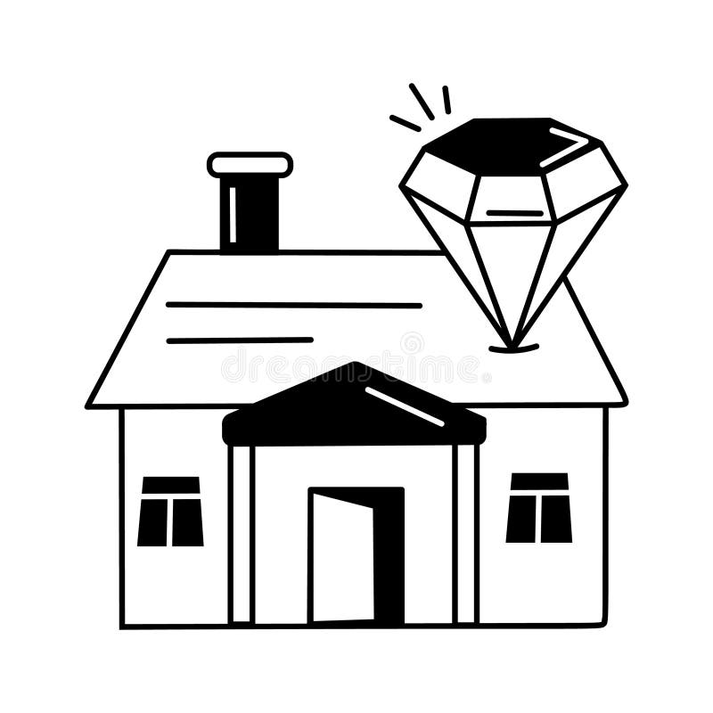 Icon of a House with a Diamond, Indicating Luxury Property Stock ...