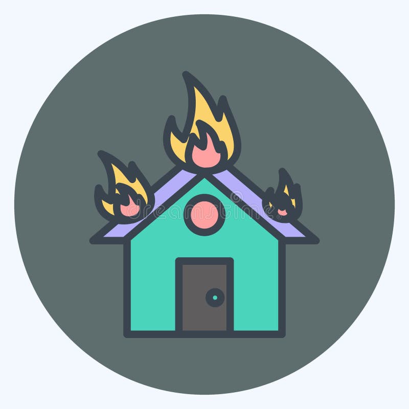 Icon House on Fire. Suitable for Disasters Symbol. Color Mate Style ...