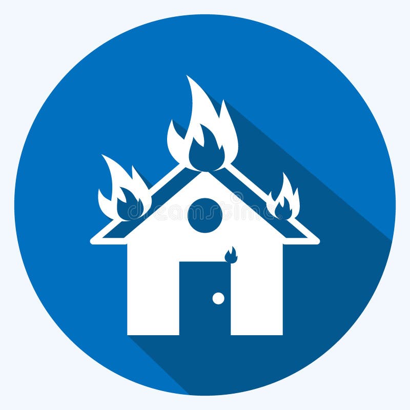 Icon House on Fire. Suitable for Disasters Symbol. Long Shadow Style ...