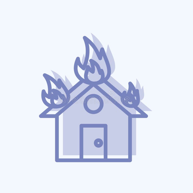 Icon House on Fire. Suitable for Disasters Symbol. Two Tone Style ...