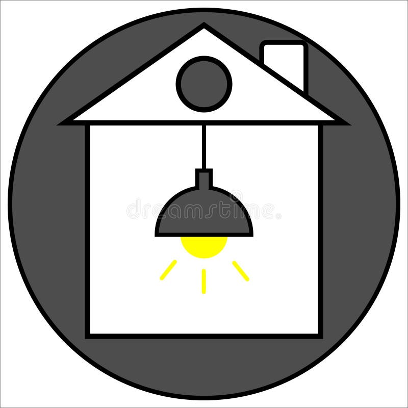 Icon Of House In Which There Is Light On A White Background. Vector ...