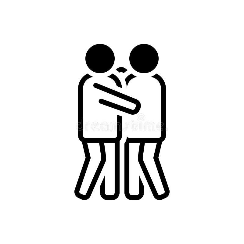 Black Solid Icon for Hug, Love and People Stock Vector - Illustration ...