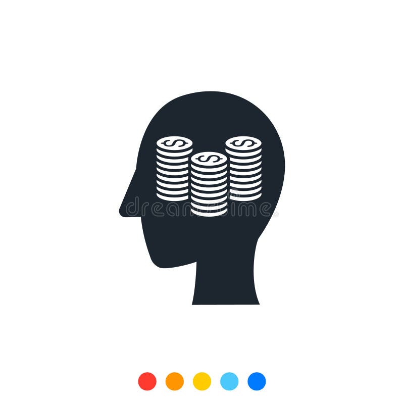 Icon Human Head with Stack of Coin Inside,Simple Icon in Financial ...