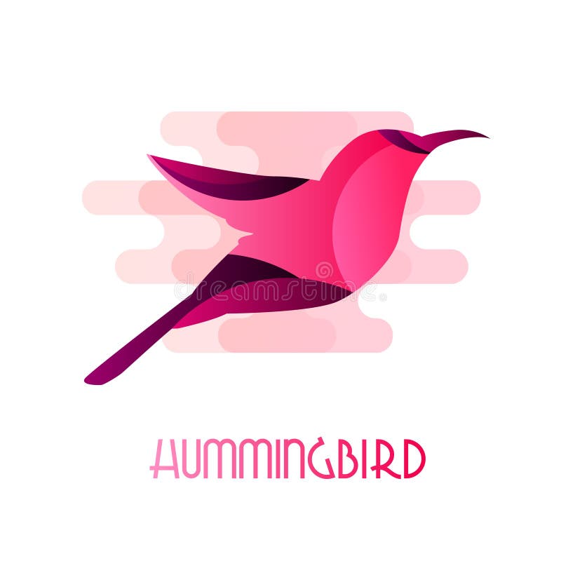 Icon with Hummingbird in Flat Design on White Background. Vector Stock ...