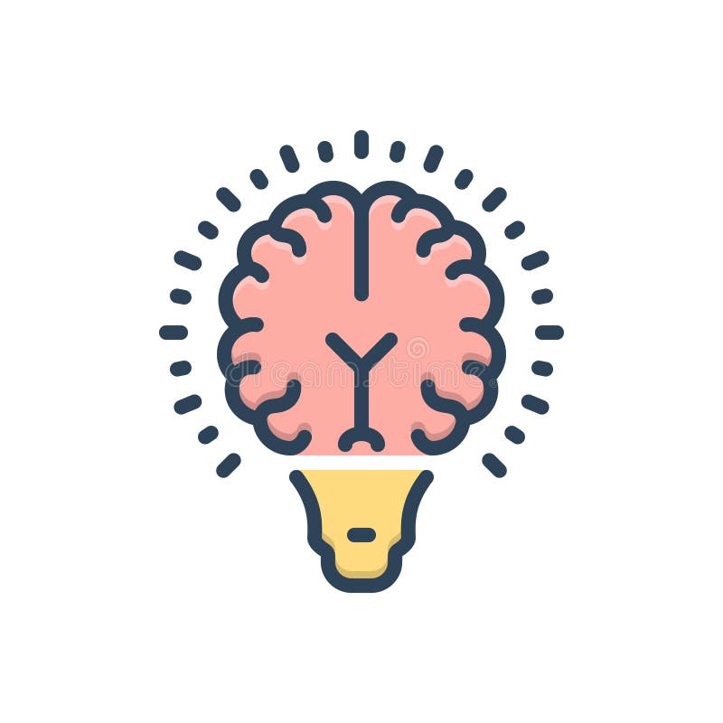 Color Illustration Icon for Idea Brain, Solution and Memory Stock ...