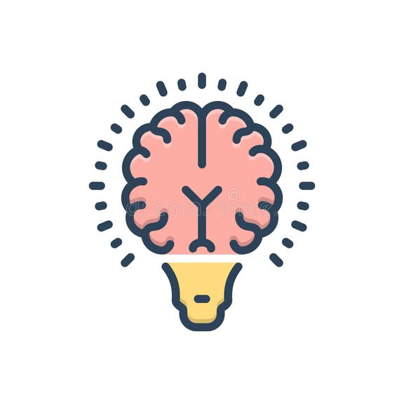 Color Illustration Icon for Idea Brain, Solution and Memory Stock ...