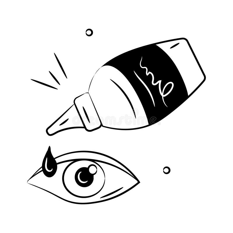 Icon Illustrating an Eye Drop Bottle Dispensing Drops into an Eye ...