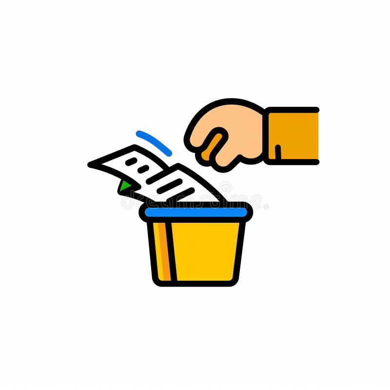 Icon or Illustration Throwing a Paper into the Trash Stock Illustration ...