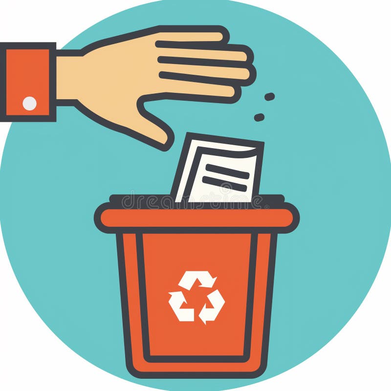 Icon or Illustration Throwing a Paper into the Trash Stock Illustration ...
