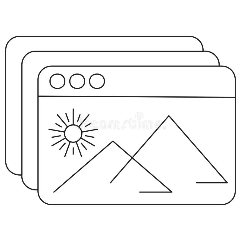 Icon of Image Gallery in Web Browser Windows with Landscape Photo Stock ...