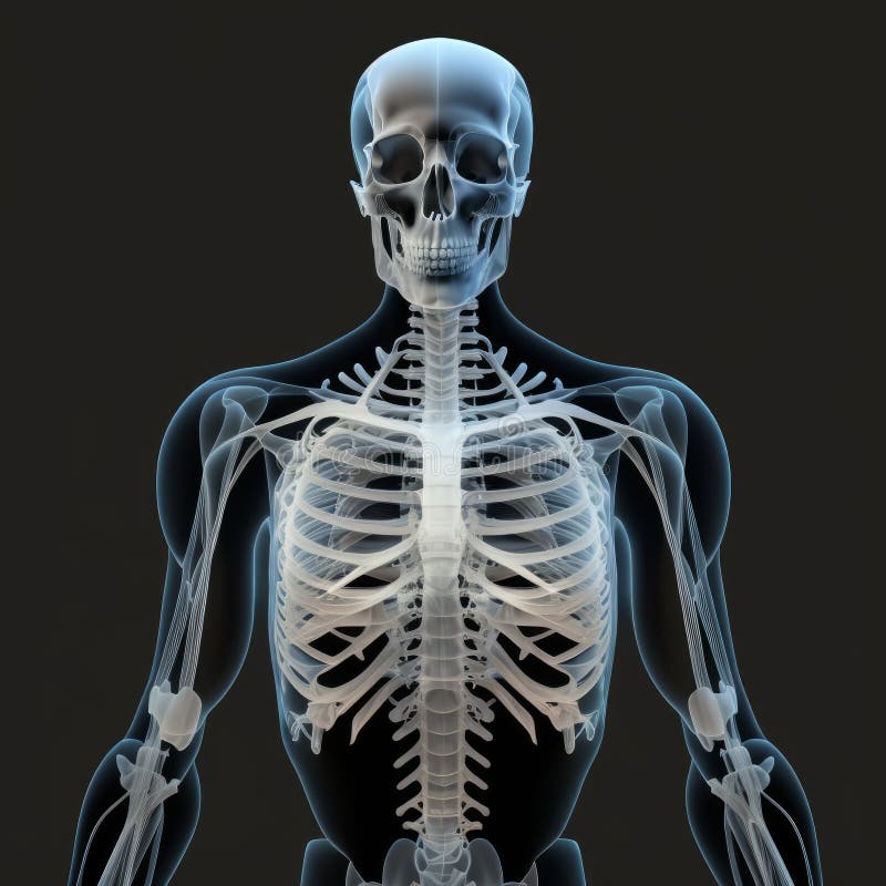 Icon Image of Human Transparent Upper Body with Bones Dark Image ...