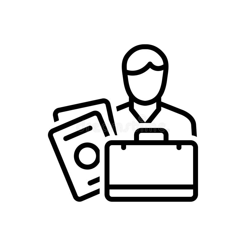 Black Line Icon for Immigrants, Migrant and Newcomer Stock Vector ...