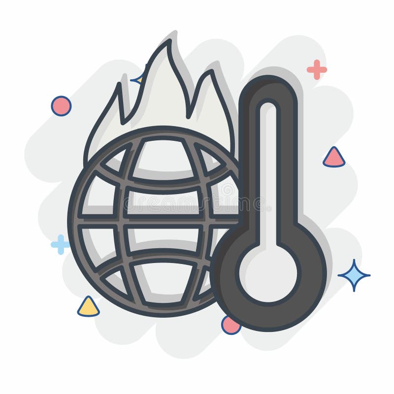 Icon Increasing Temperature. Related To Climate Change Symbol. Comic ...