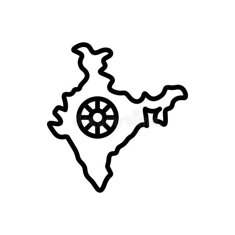 Black Line Icon for India, Map and National Stock Vector - Illustration ...