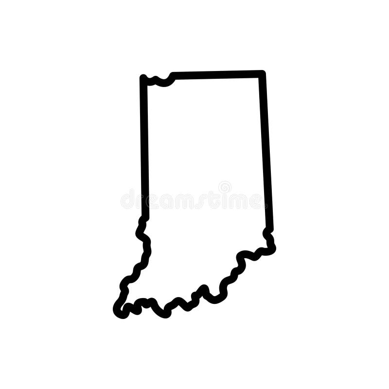 Black Line Icon for Indiana, Map and Region Stock Vector - Illustration ...