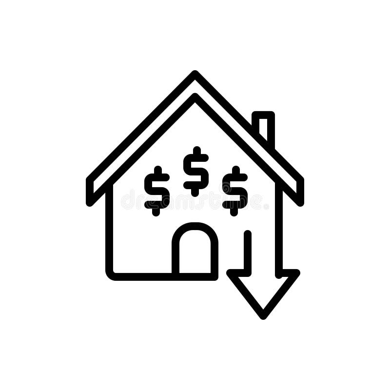 Black Line Icon for Inexpensive, Cheap and Low Stock Vector ...