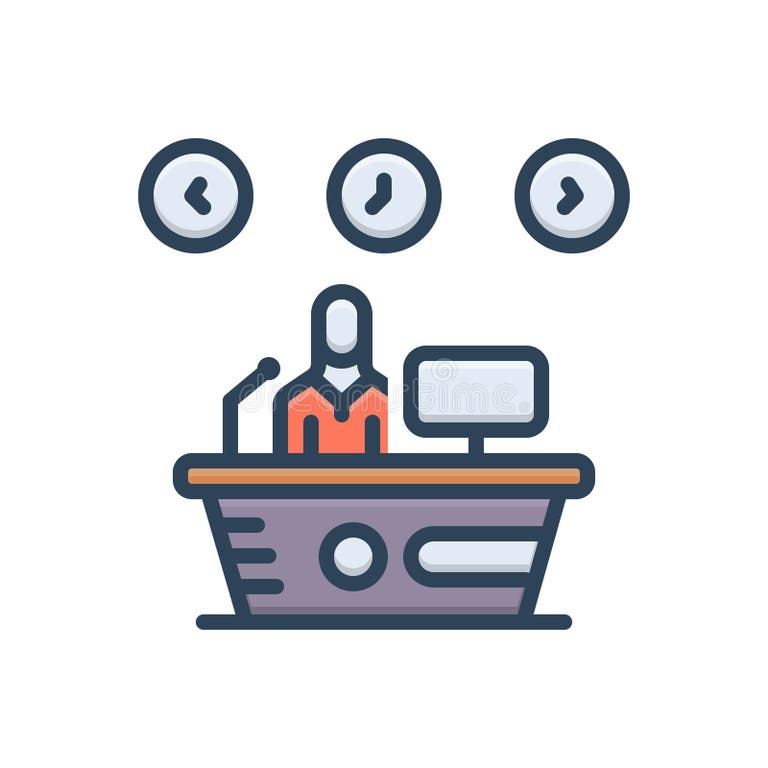Color Illustration Icon for Information Desk, Information and Counter ...
