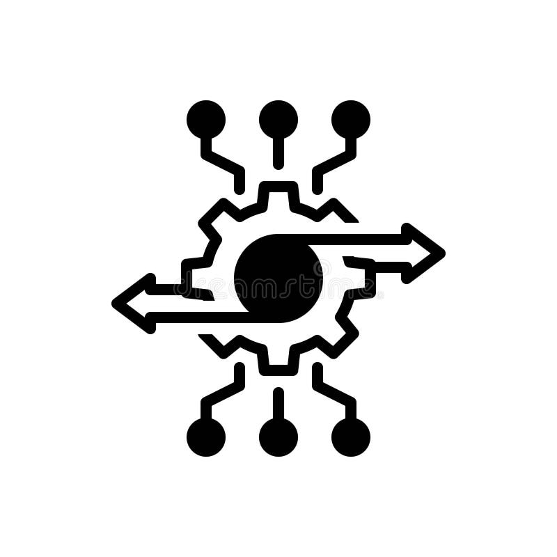 Black Solid Icon for Integrated, Digital and Cogwheel Stock Vector ...