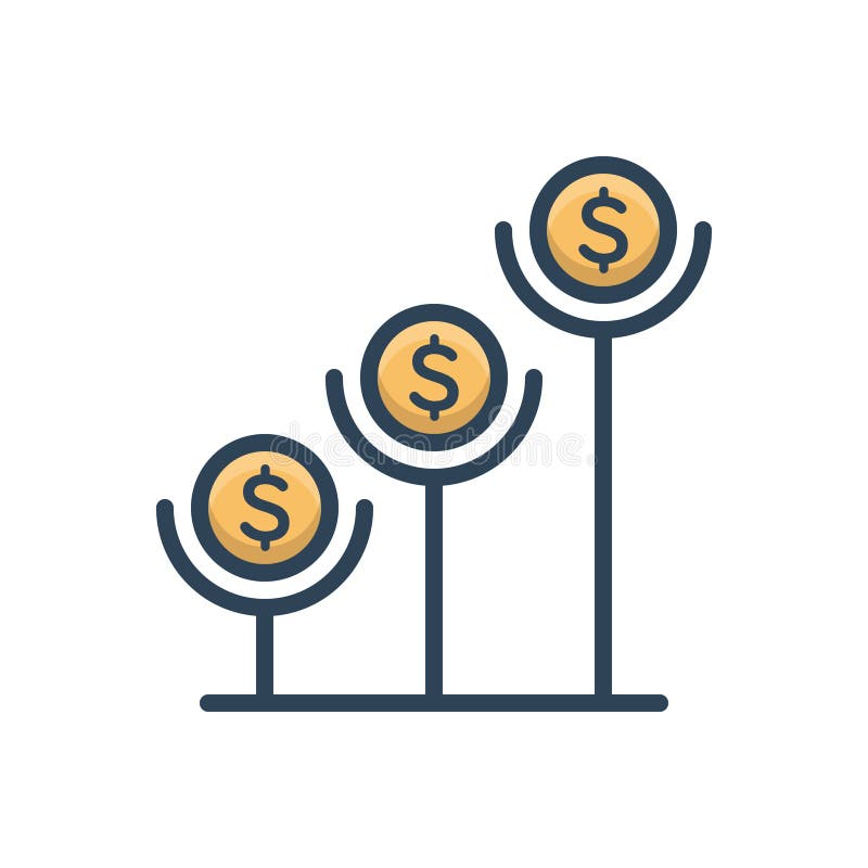 Color Illustration Icon for Interest Rate, Finance and Growth Stock ...