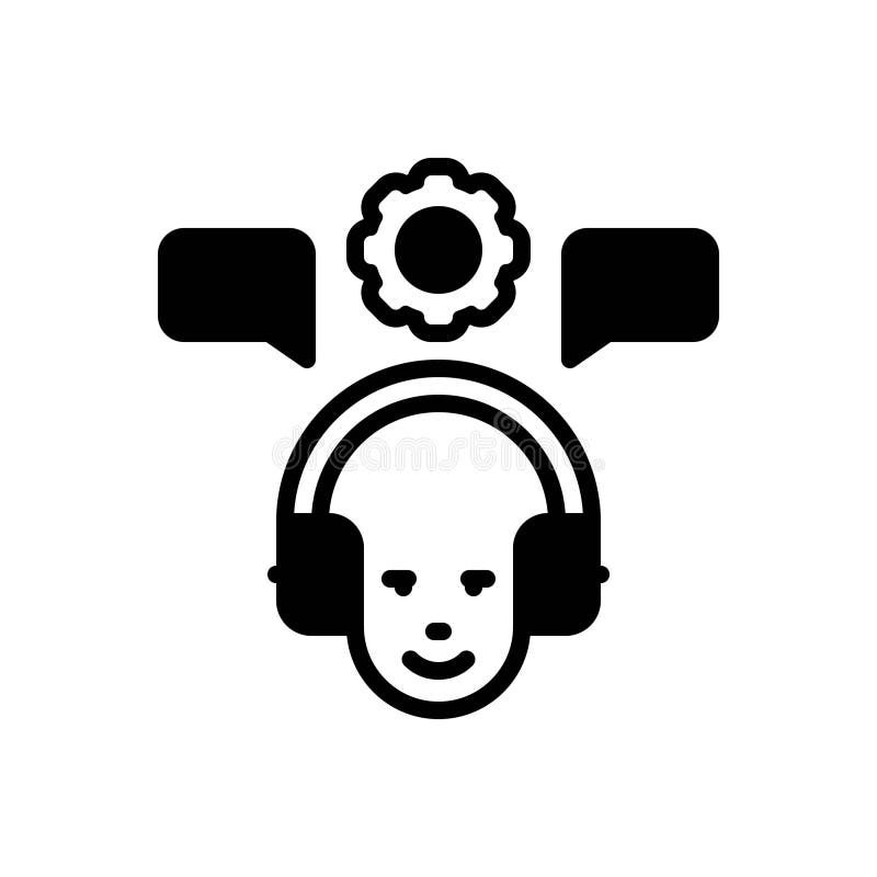 Black Solid Icon for Interpreting, Helper and Service Stock ...