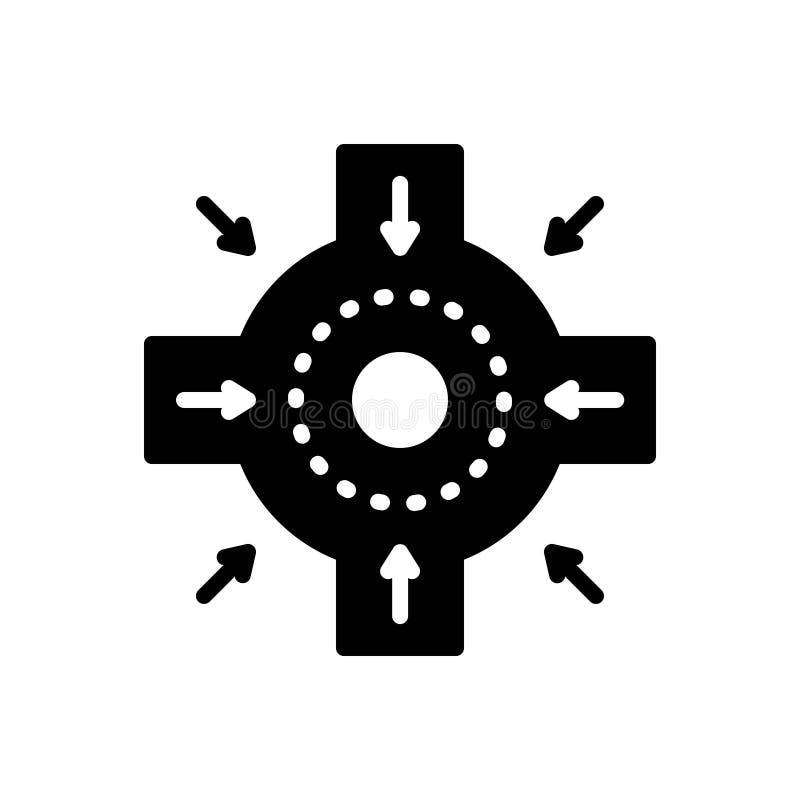Black Solid Icon for Intersection, Crossroad and Point Stock Vector ...