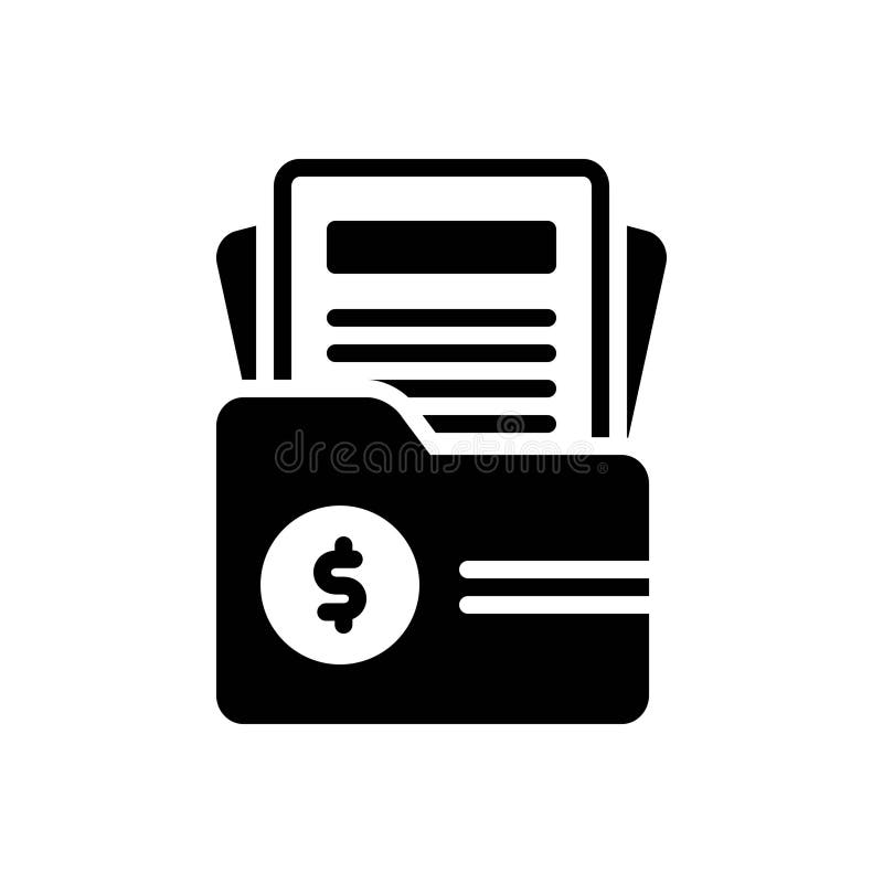 Black Solid Icon for Invoice, Statement and Financial Stock Vector ...