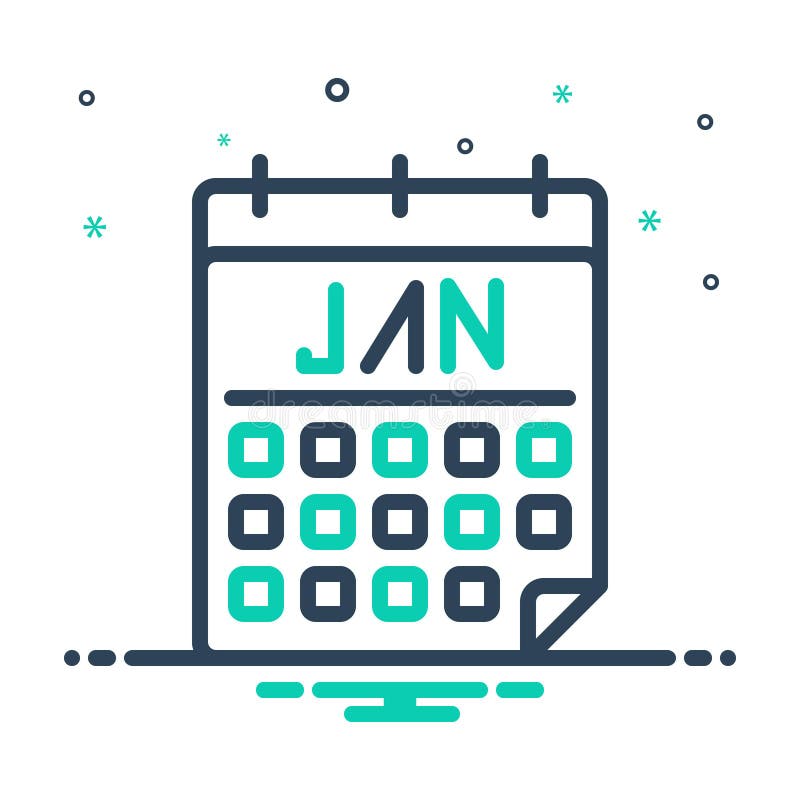 Mix Icon for Jan, January and Calender Stock Vector - Illustration of ...