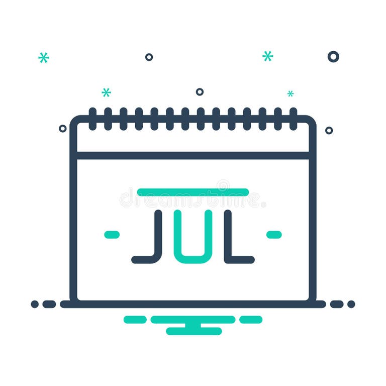 Mix Icon for Jul, Calendar and Reminder Stock Vector - Illustration of ...