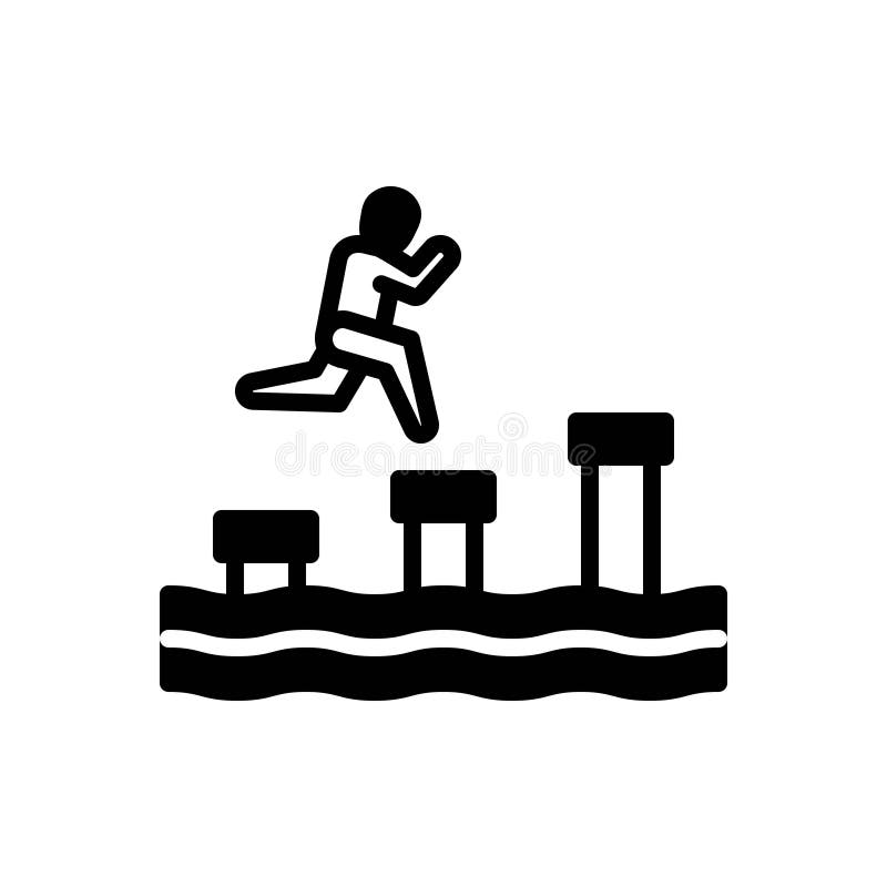 Black Solid Icon for Jumping, Plunge and Stunt Stock Vector ...
