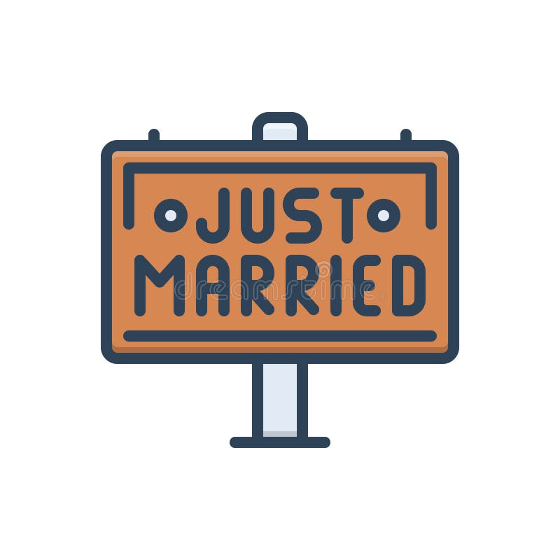Color Illustration Icon for Just Married Sign, Marriage and Sign Stock ...