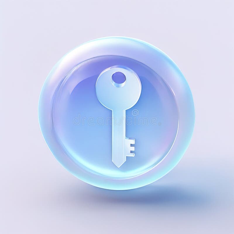 Icon of Key, Glossy Glass Style Stock Illustration - Illustration of ...
