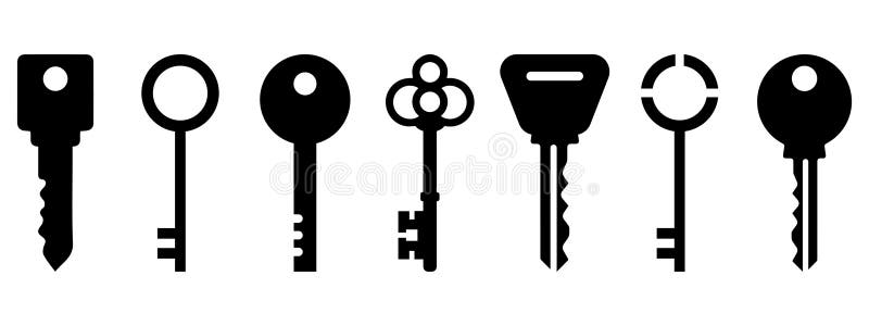 Key Icon Set Password Security Lock Key Code Safe Sign Symbol Pictogram ...